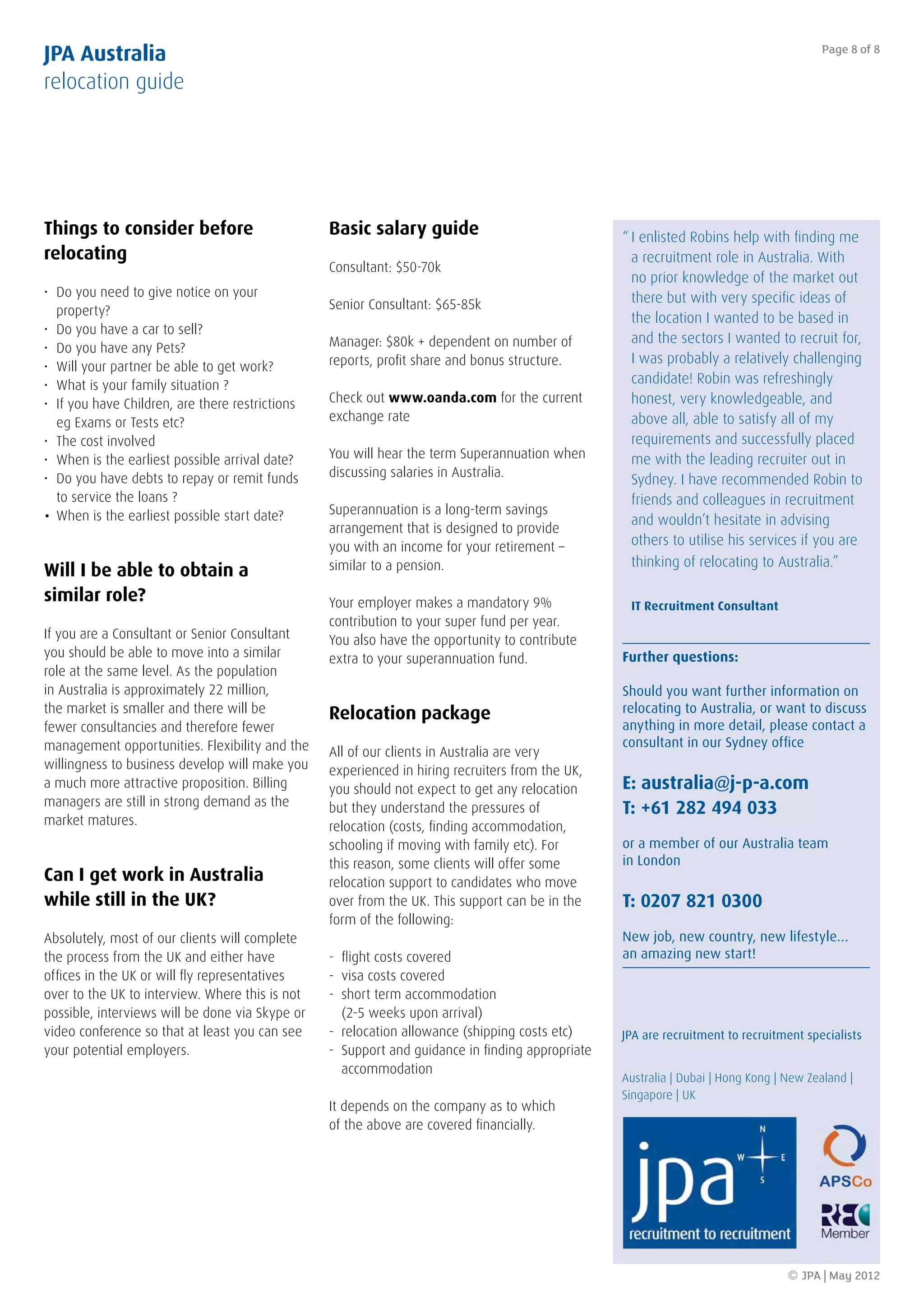 Jpa Australia Relocation Guide | PDF