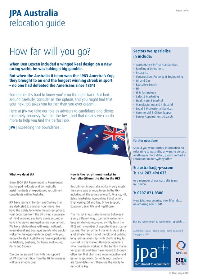 Jpa Australia Relocation Guide | PDF | Australia and Oceania Travel ...