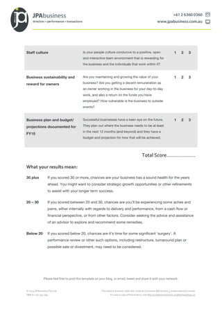 JPAbusiness Business Health Check Template | PDF