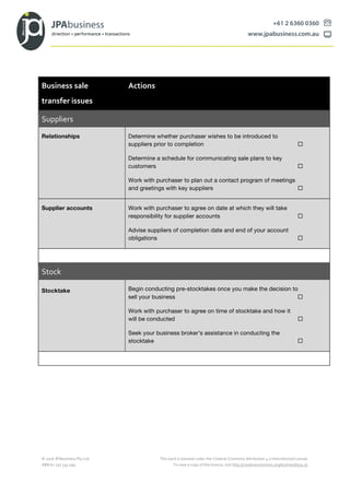 JPAbusiness Business Transfer Checklist | PDF
