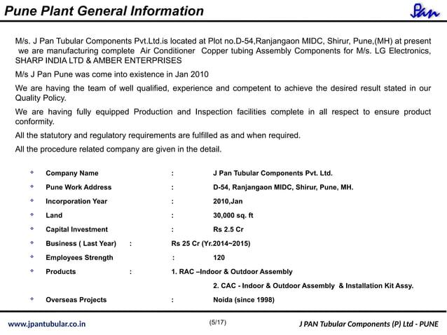manufacturing wali Company Profile sample | PPT