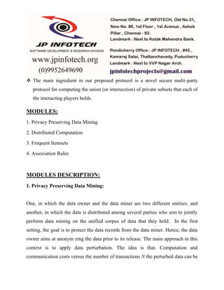 JPD1416 Secure Mining Of Association Rules In Horizantally Distributed Databases | DOCX ...