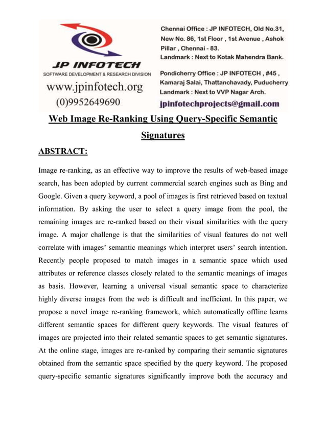 JPD1436 Web Image Re-Ranking Using Query-Specific Semantic Signatures | PDF