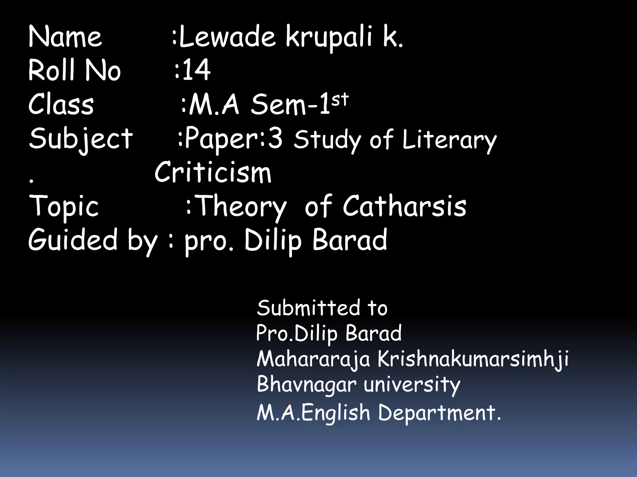 Theory of catharsis | PPTX