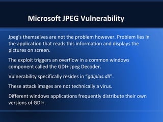 Microsoft GDI+ JPEG Integer Underflow Vulnerability | PPT