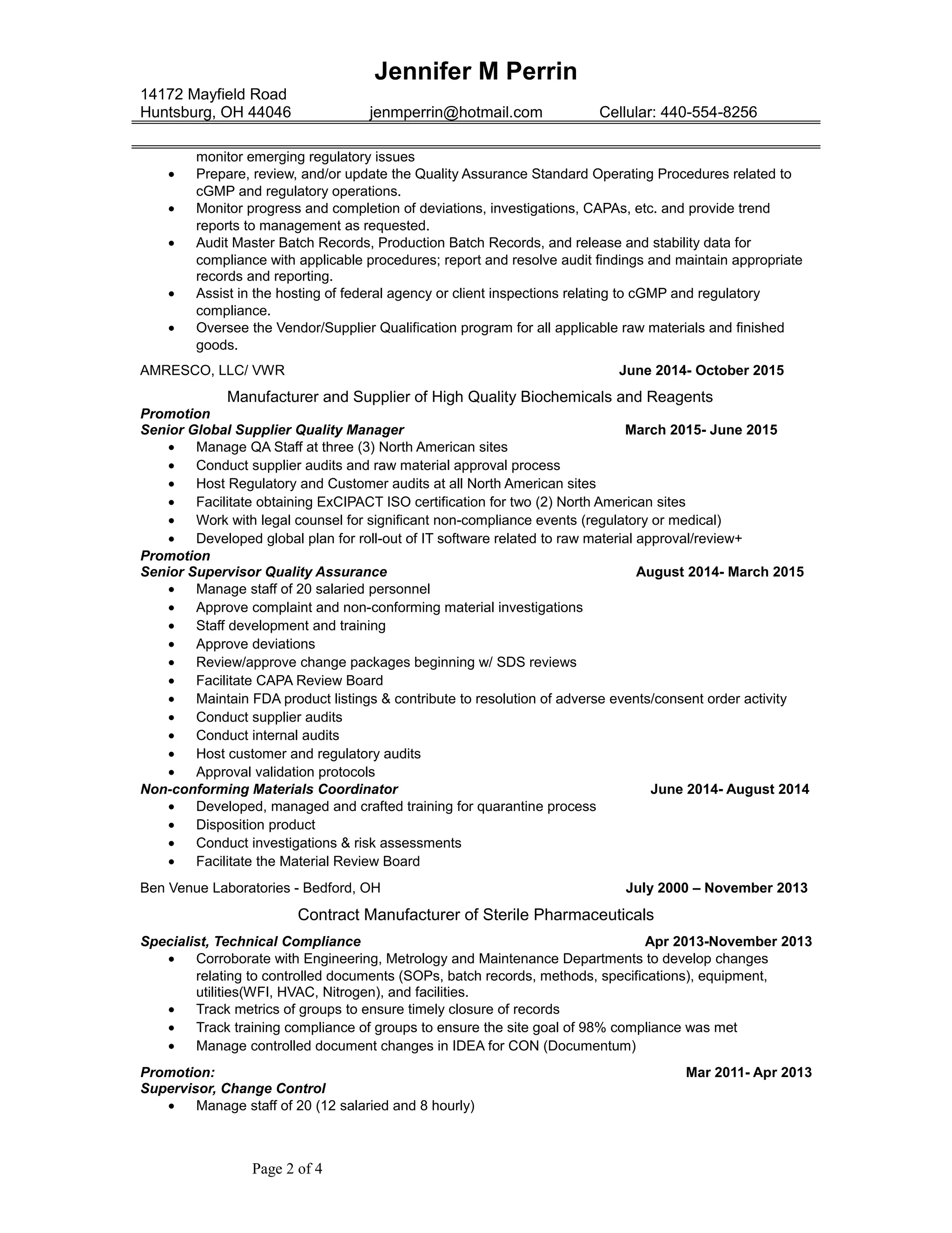 J. Perrin Experienced Manager | PDF