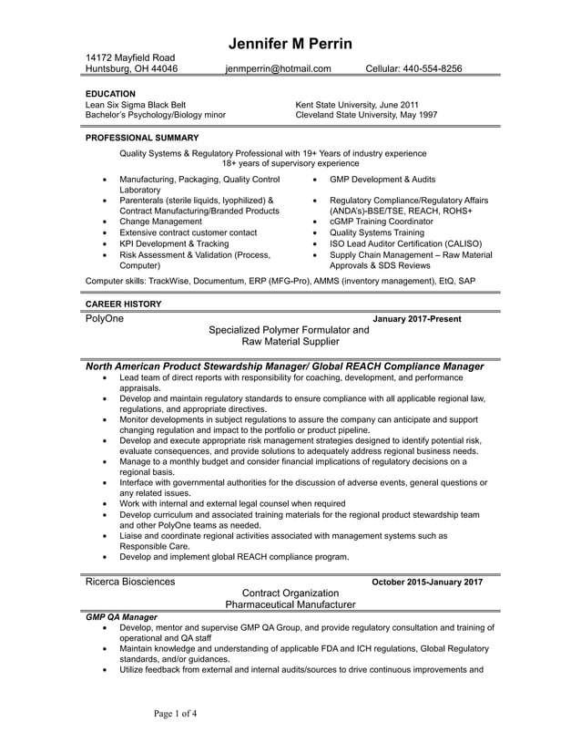 J. Perrin Experienced Manager | PDF