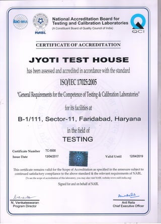 Jyoti Test House | PDF