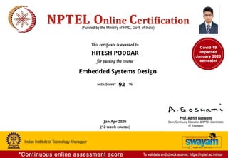 NPTEL - Embedded System Design (IIT KGP) | PDF