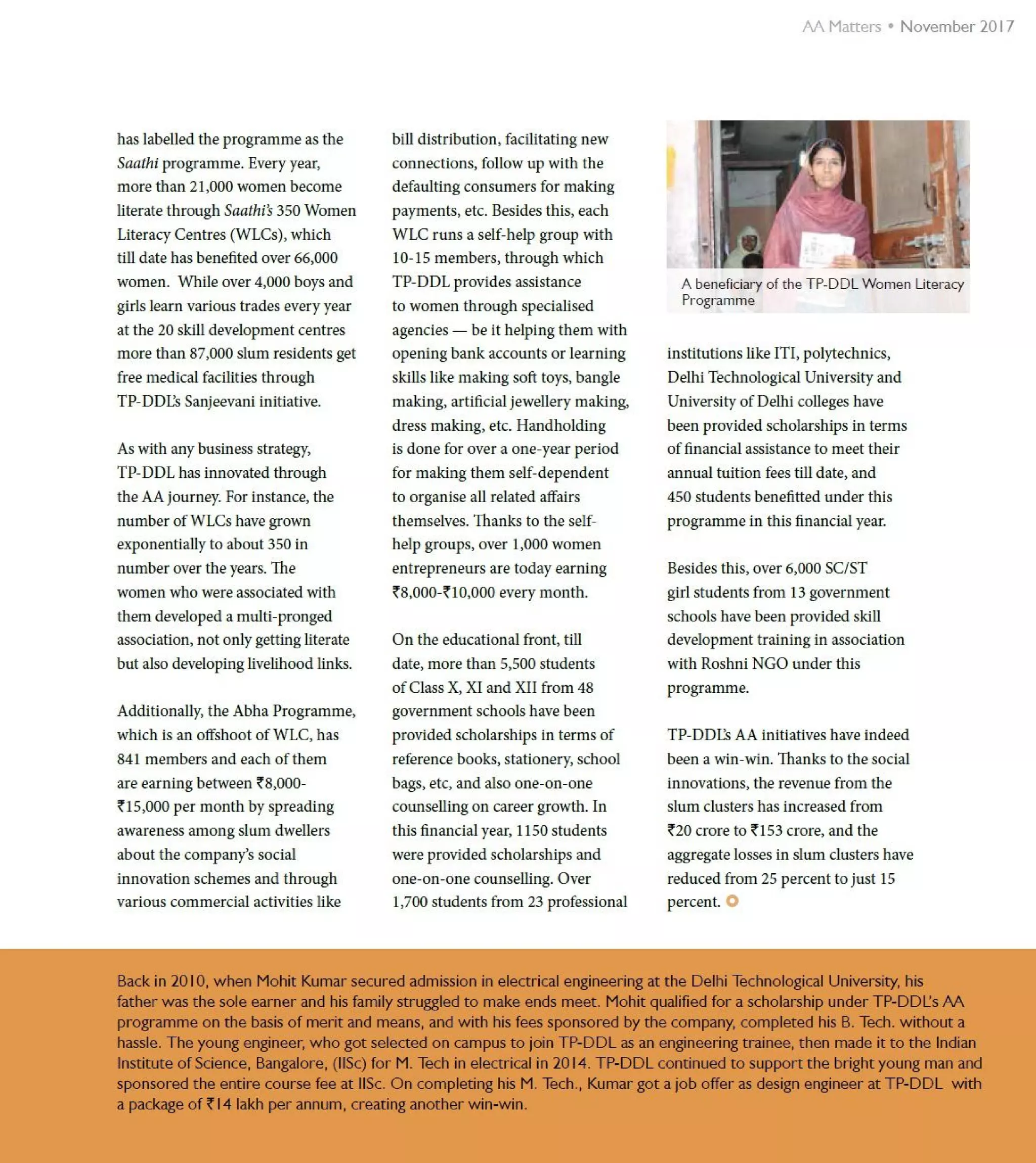 Tata Power-DDL’s Case Study ‘A GUIDING LIGHT IN THE CAPITAL’ featured in 'AA Matters' Magazine | PDF