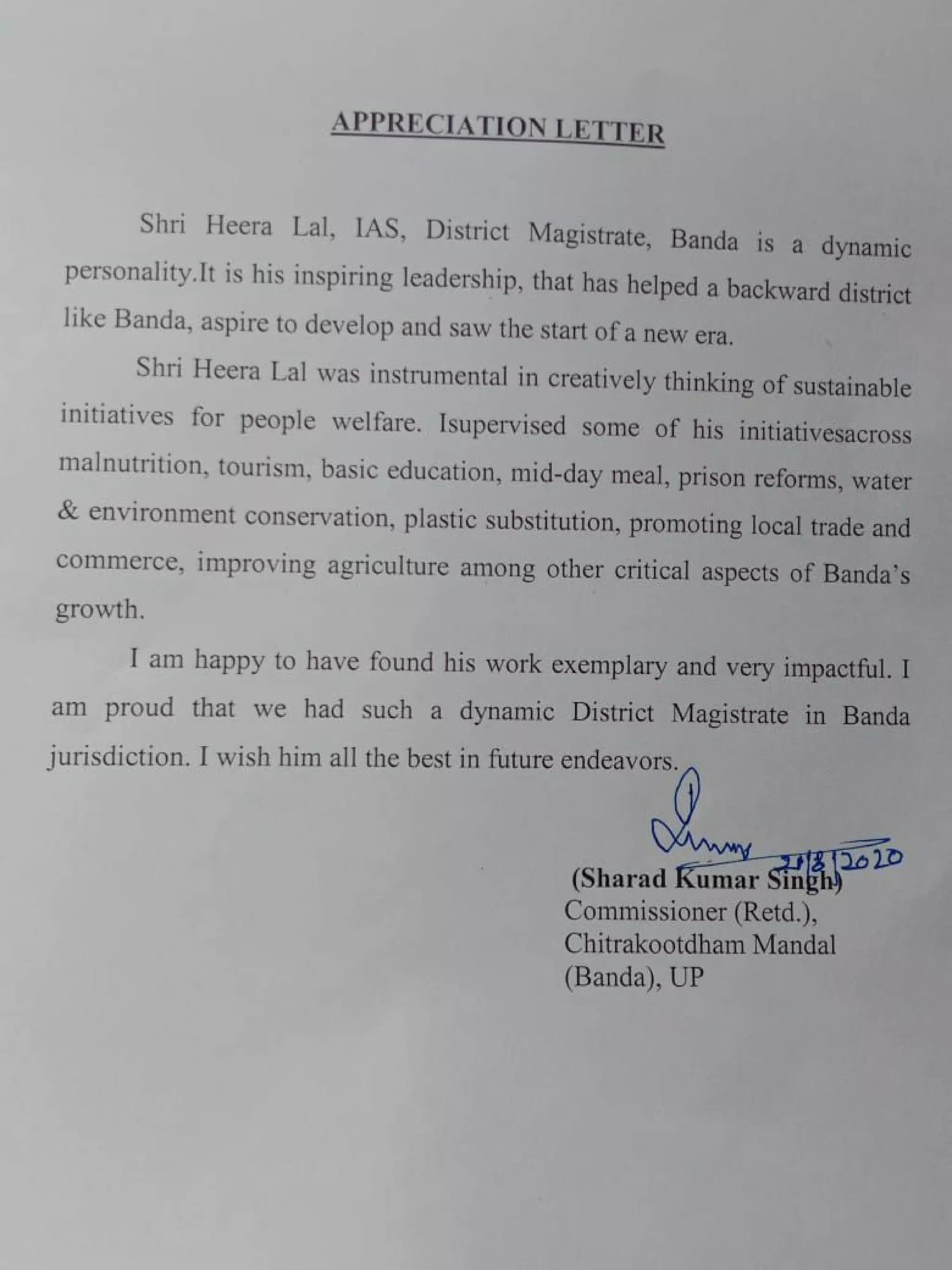 Appreciation Letter for inspiring leadership | PDF