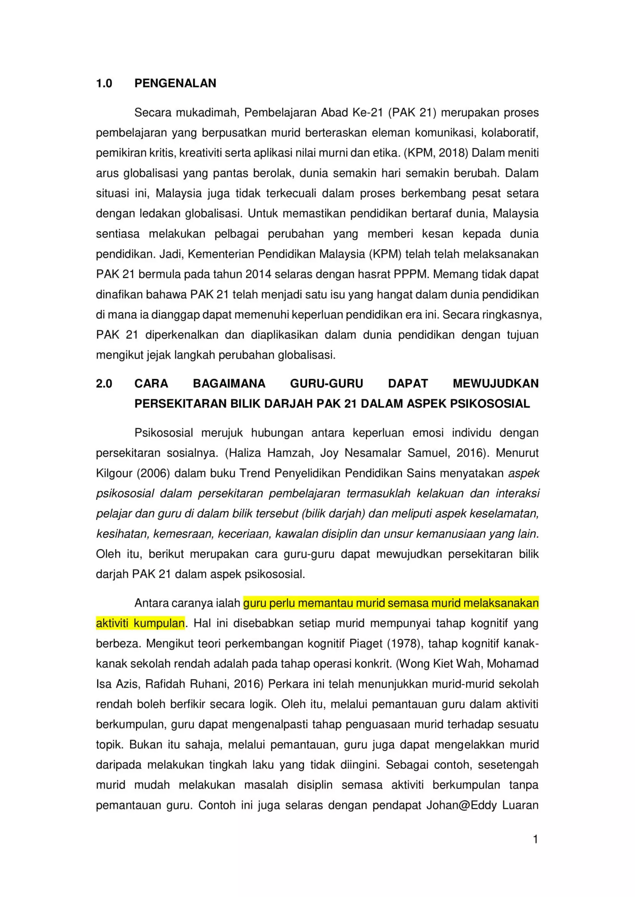 EDUP 3043 Kerja Kursus (Contoh) | PDF