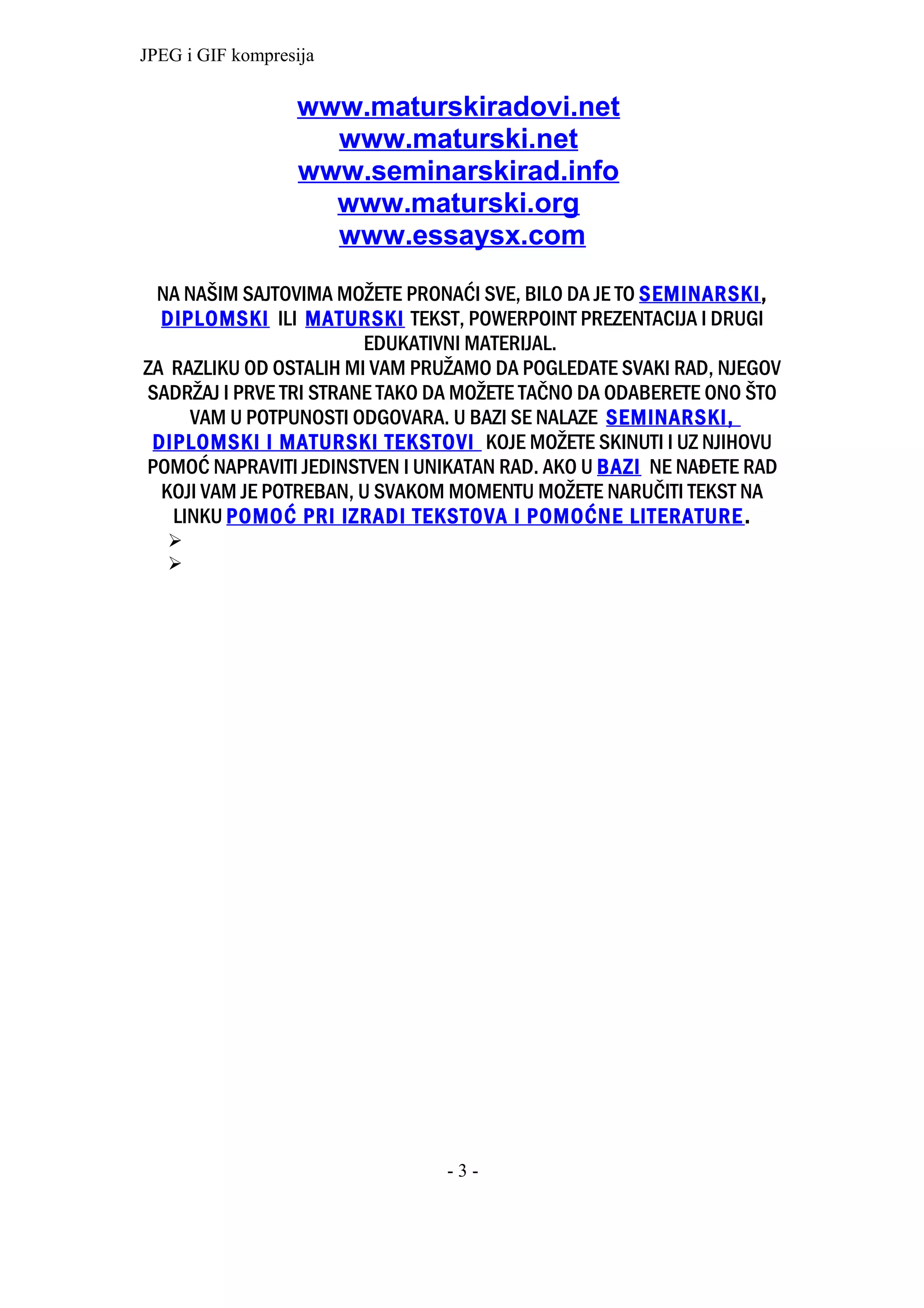 Jpg i gif kompresija | DOC