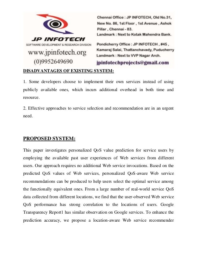 Jpj1453 Web Service Recommendation Via Exploiting Location And Qos In