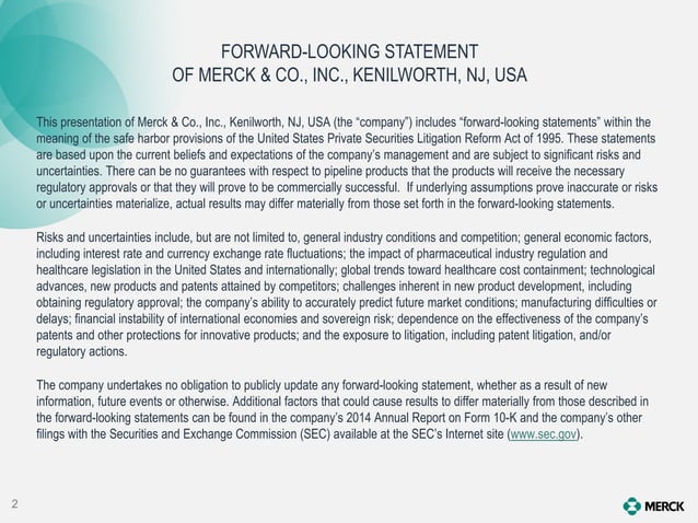 Merck @ JP MORGAN 2016 HEALTHCARE CONFERENCE | PDF