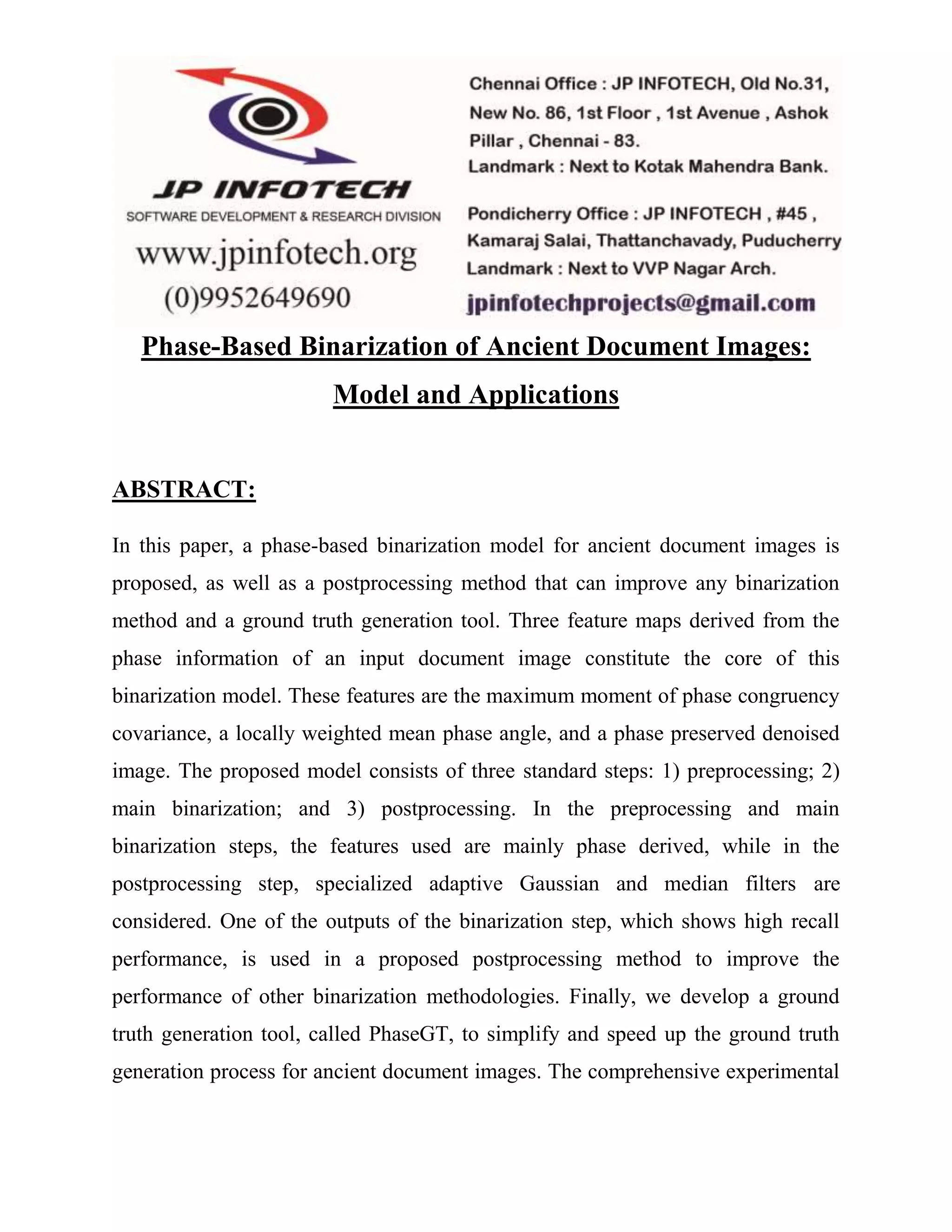 Jpm1413 Phase Based Binarization Of Ancient Document Images Model And Applications Pdf