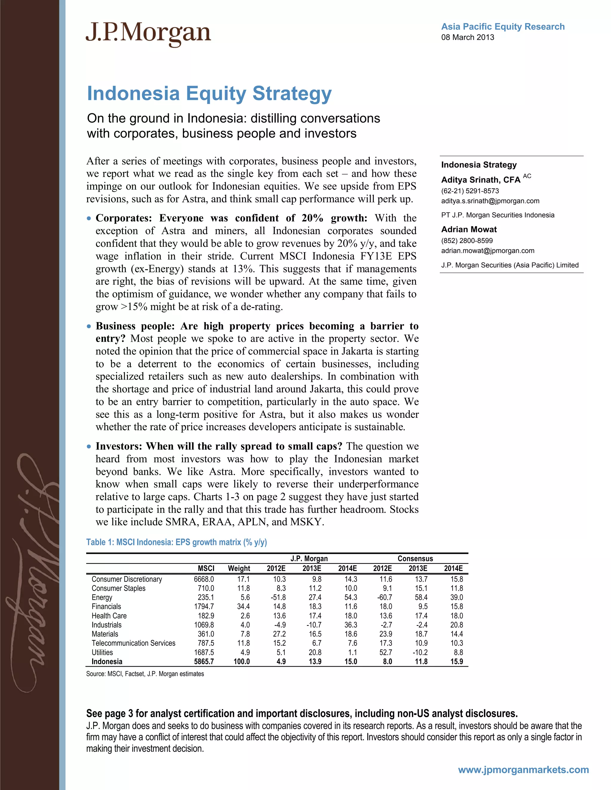 JP Morgan - Indonesia Equity Strategy - Mar 08, 2013 | PDF