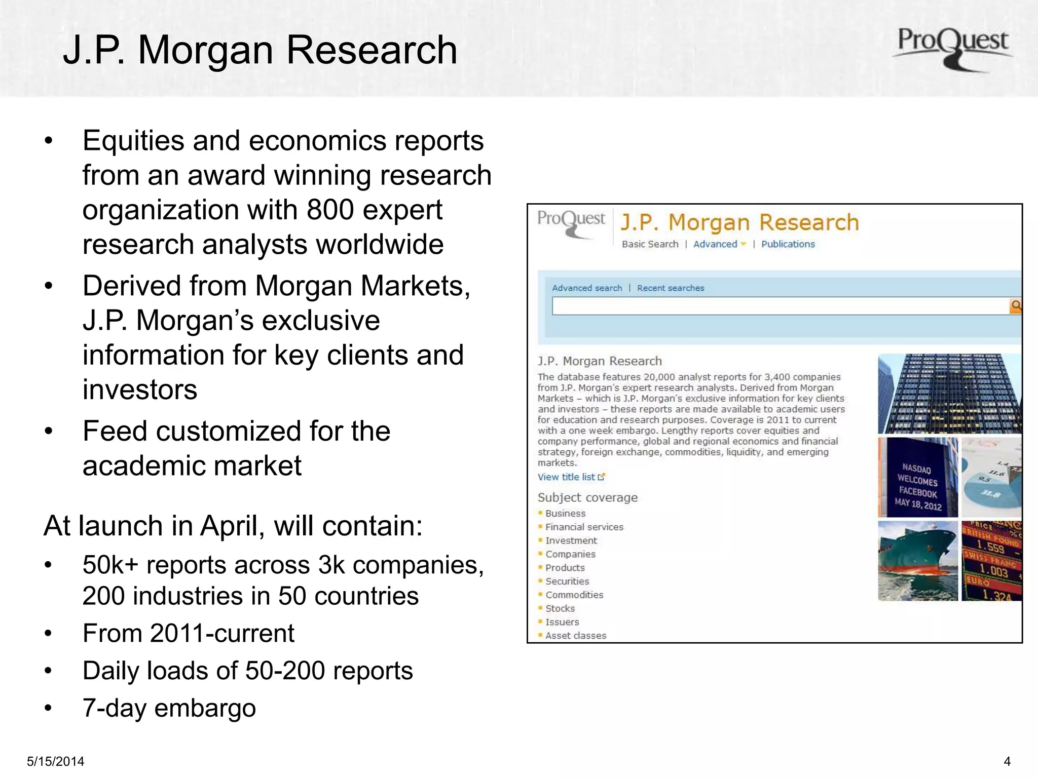 JP Morgan Research from ProQuest | PPT
