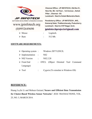 JPN1410 Secure and Efficient Data Transmission for Cluster-Based Wireless Sensor Networks | PDF