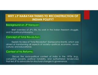 j p narayan on view reconstruction of Indian polity | PDF