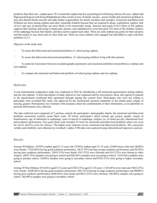 Comparative study to assess the Behavioral and Emotional Problems among ...