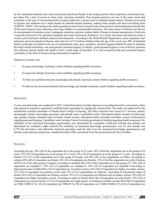 Knowledge and Attitude regarding Health Awareness among Primary School Children of Government ...