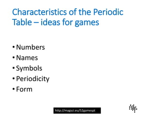 52 games with the Periodic Table | PPT