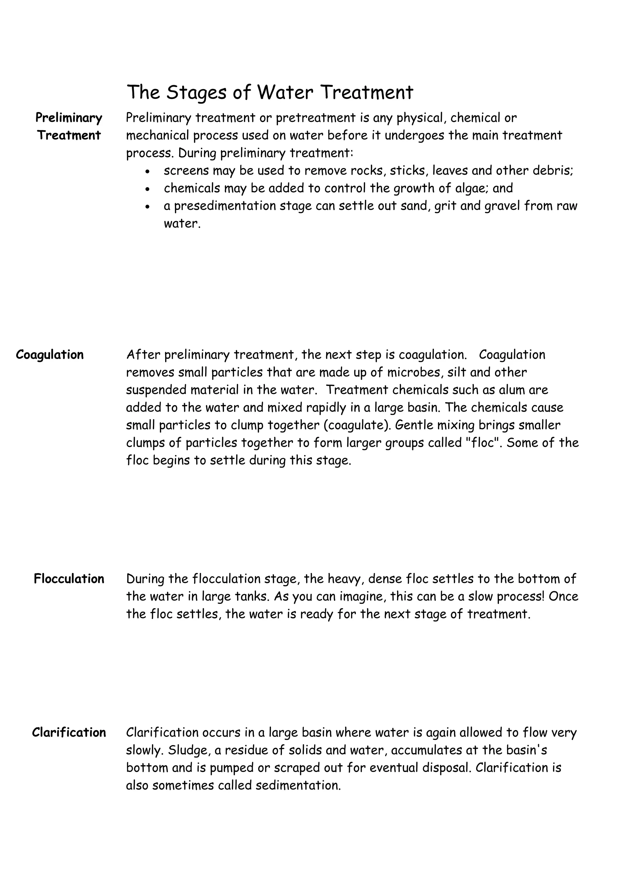 The stages of water treatment | DOC