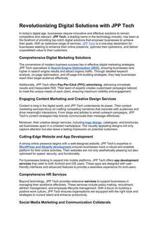 Revolutionizing Digital Solutions with JPP Tech | PDF