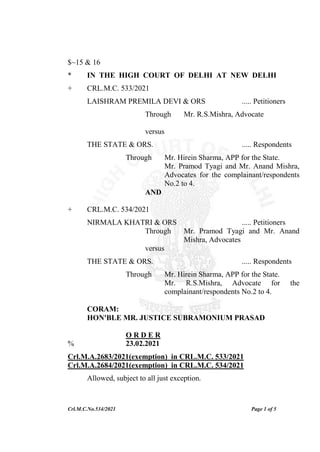 J prasad delhi hc order | PDF