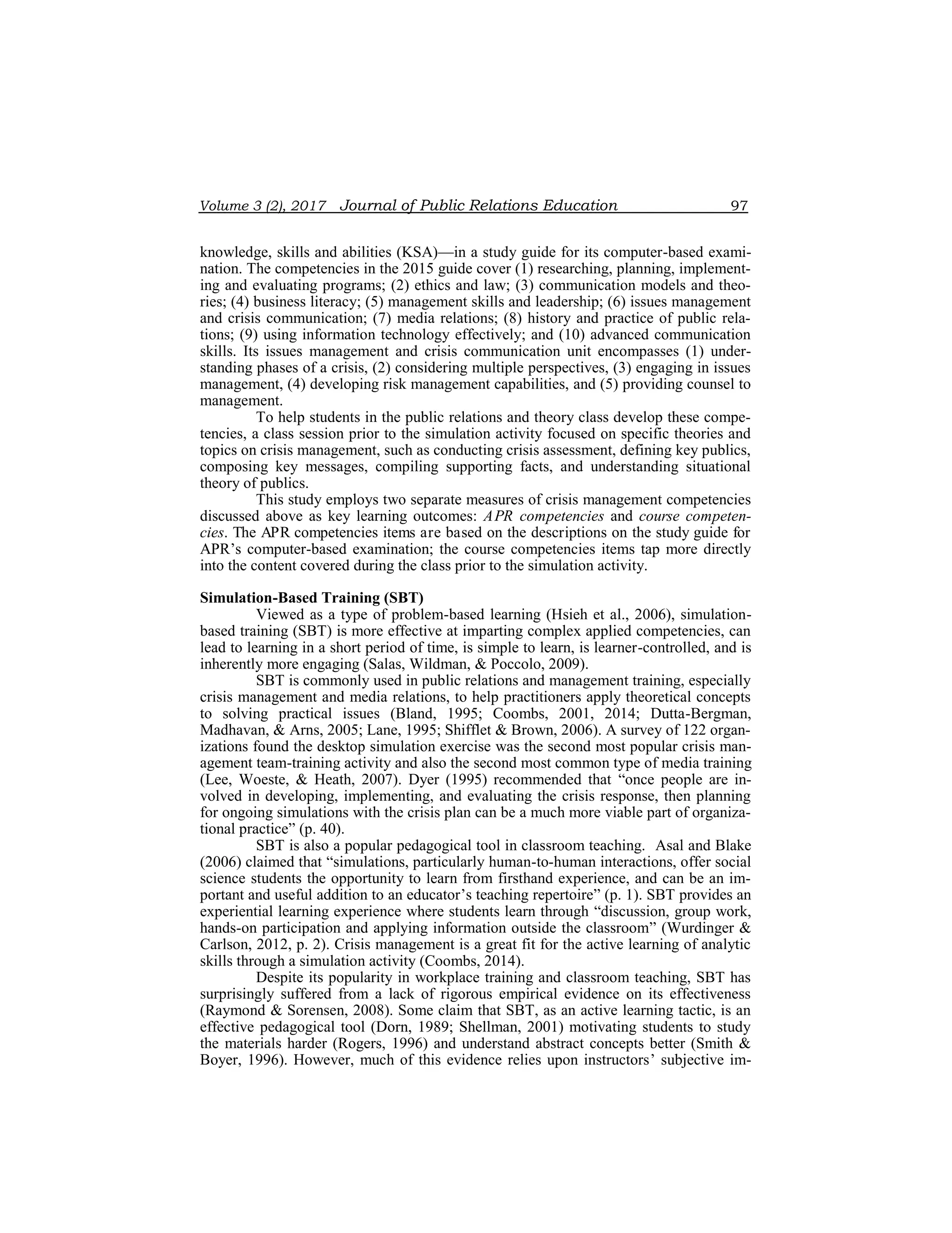 Using Crisis Simulation to Enhance Crisis Management Competencies: The ...