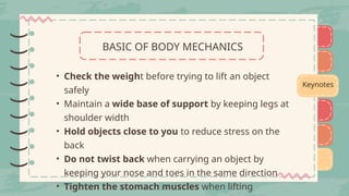 JOINT PROTECTION TECHNIQUES & PROPER BODY MECHANICS | PPTX
