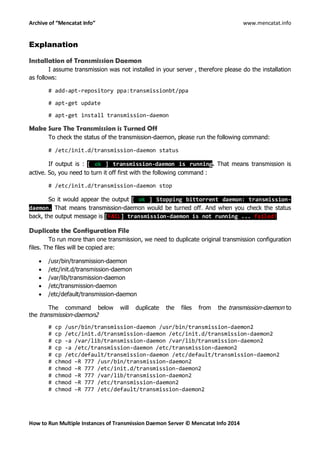 How to run multiple instances of transmission daemon in linux debian or ubuntu | PDF