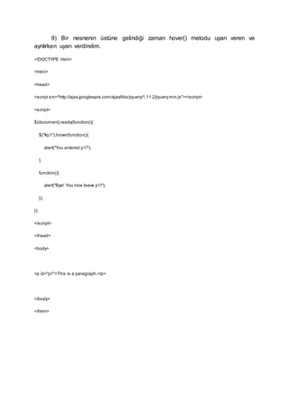 jQuery Ornekleri | DOCX