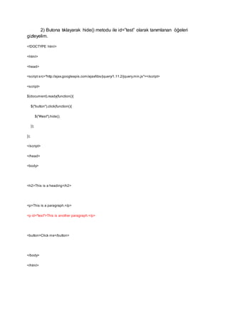 jQuery Ornekleri | DOCX