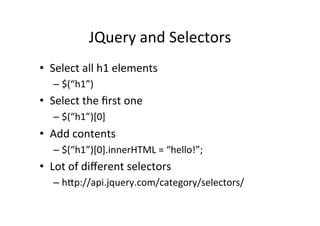 Short intro to JQuery and Modernizr | PPT