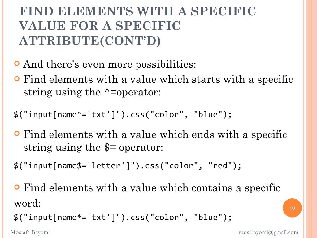 FIND ELEMENTS WITH A SPECIFIC