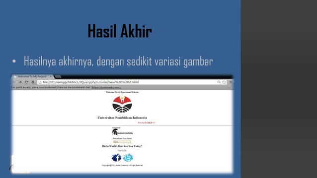 membuat Hello world dengan menggunakan JQuery | PPT