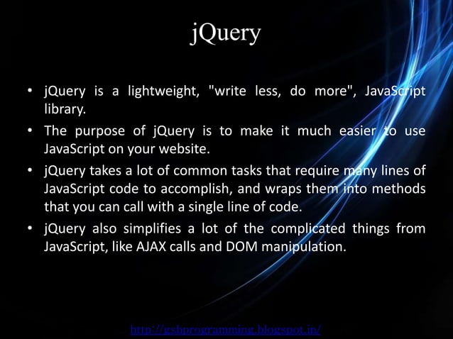 Introduction to Jquery | PPT | Free Download