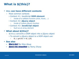 Introduction to jQuery | PPTX