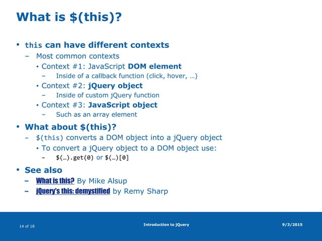 Introduction to jQuery | PPTX