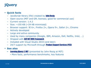 Introduction to jQuery | PPTX