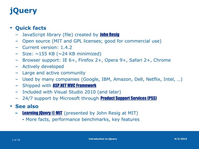 Introduction to jQuery | PPTX