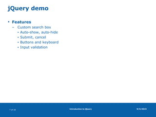 Introduction to jQuery | PPTX