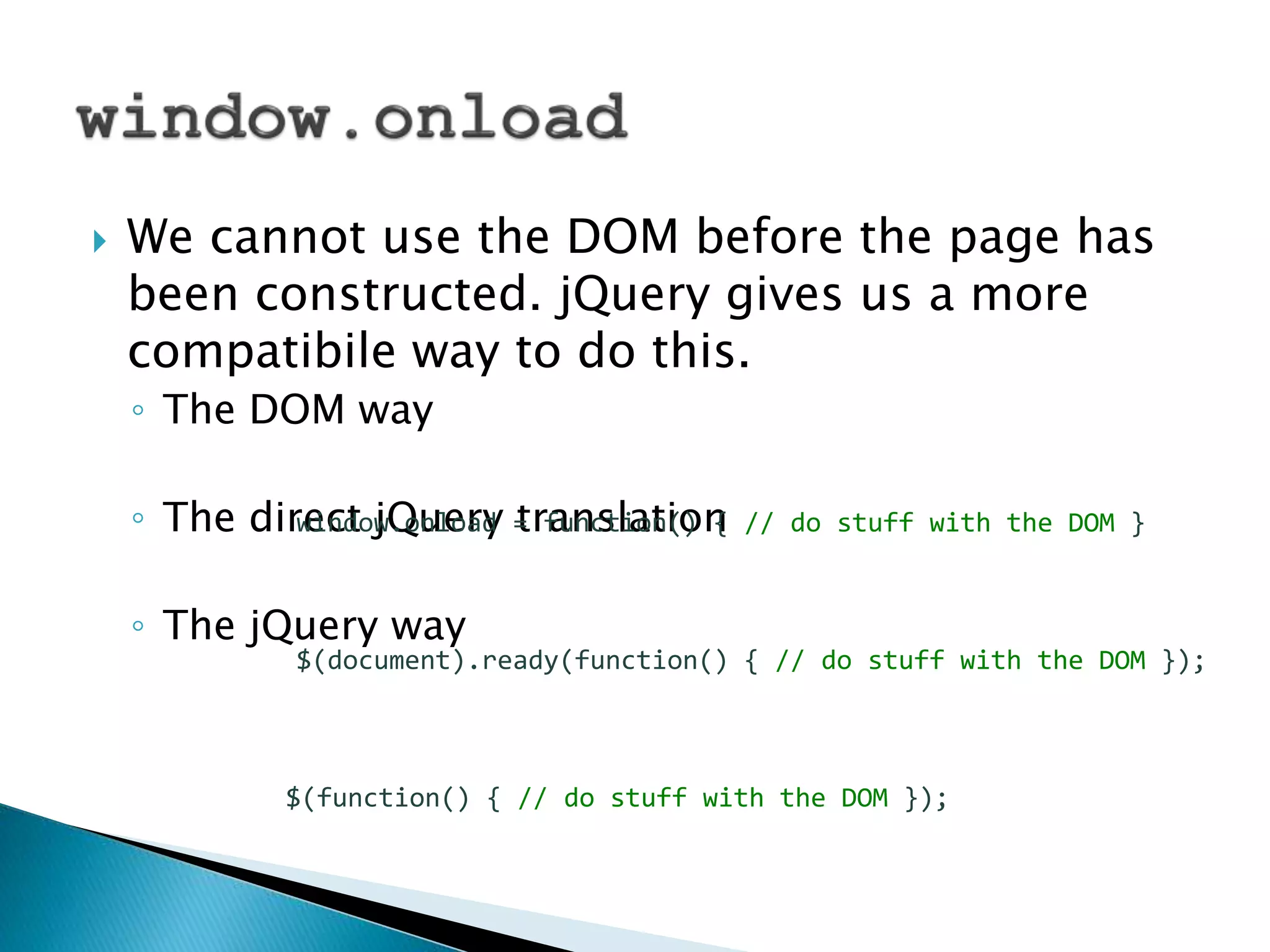 Jquery introduction | PPTX | Web Design and HTML | Internet