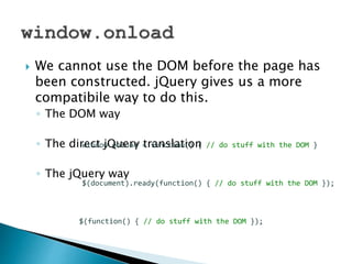 Jquery introduction | PPTX | Web Design and HTML | Internet
