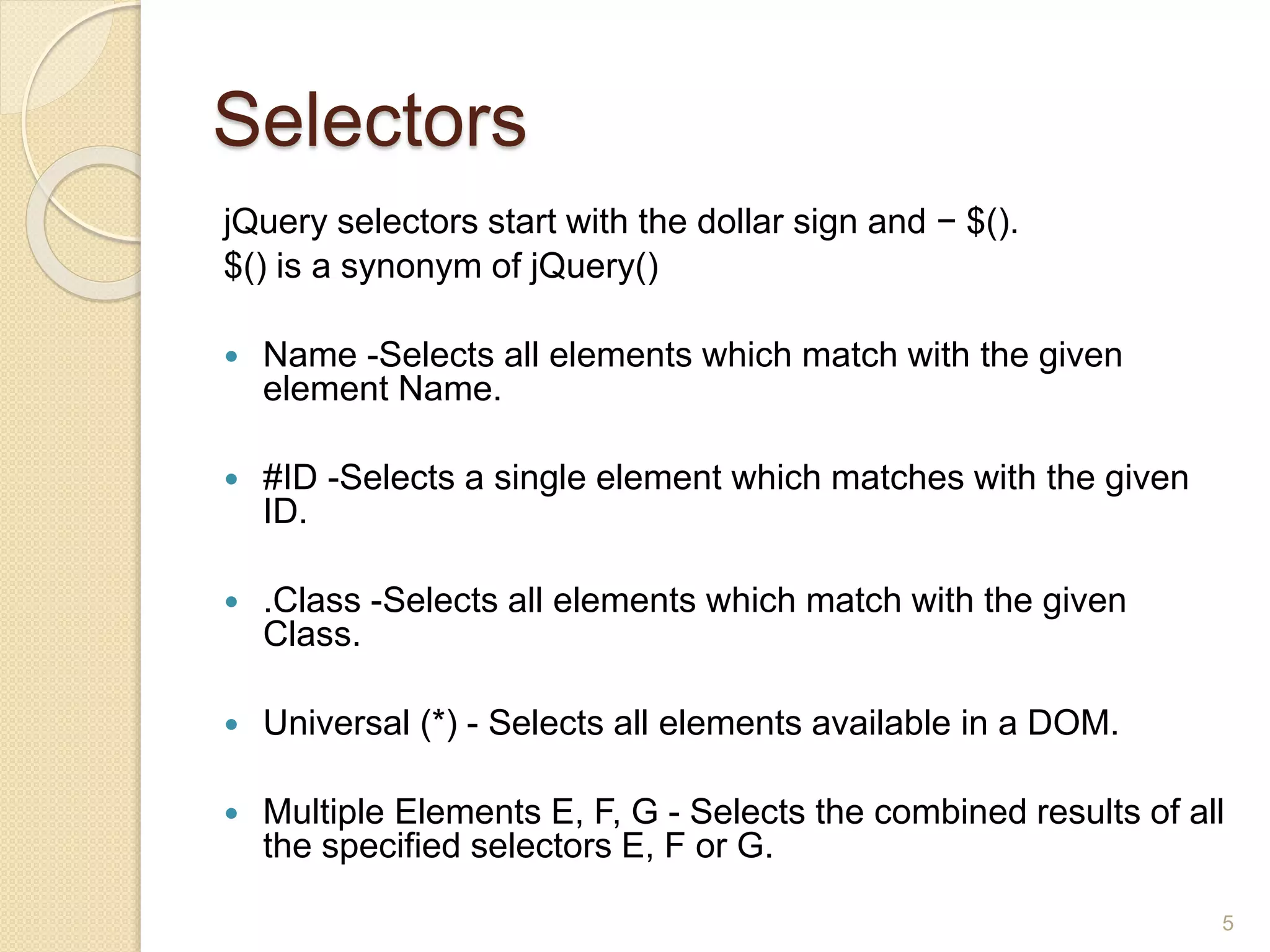 jQuery basics for Beginners | PPT