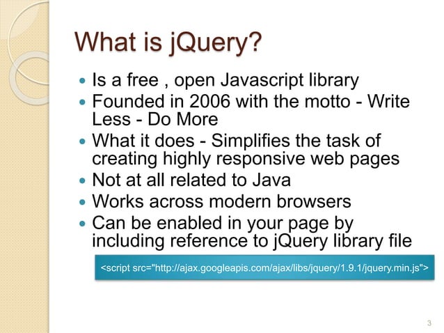 jQuery basics for Beginners | PPT