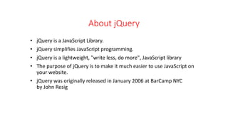 Introduction to jQuery - The basics | PPTX