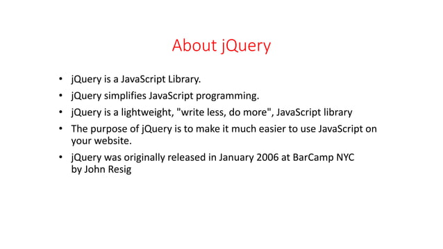 Introduction to jQuery - The basics | PPTX